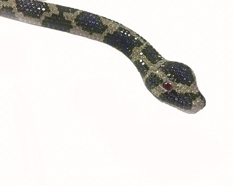 Amazing Snake Necklace 81 Carat Diamonds Black Diamonds Blue Sapphire ...