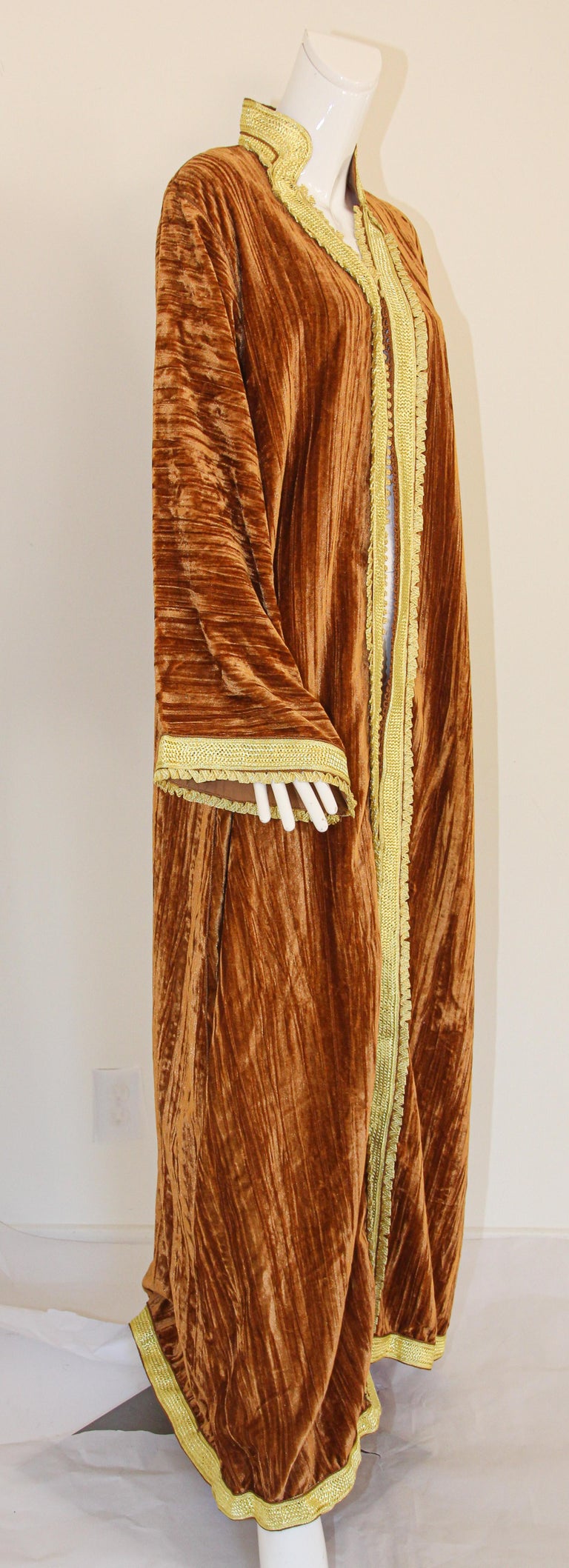 Amazing Vintage Caftan, Caramel Velvet and Gold Embroidered, ca. 1960s ...