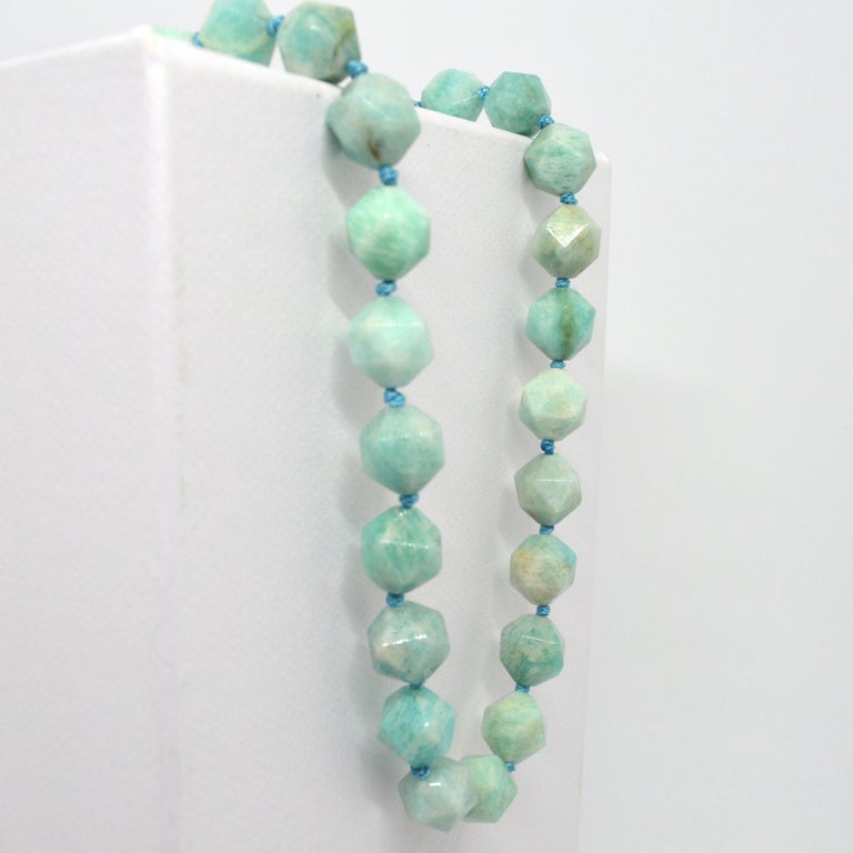 Amazonite Star Cut Sterling Silver Necklace For Sale at 1stDibs