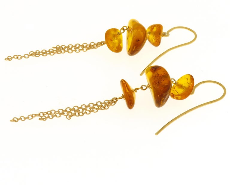 Amber 9 Karat Rose Gold Dangle Chain Earrings Handcrafted in Italy For ...