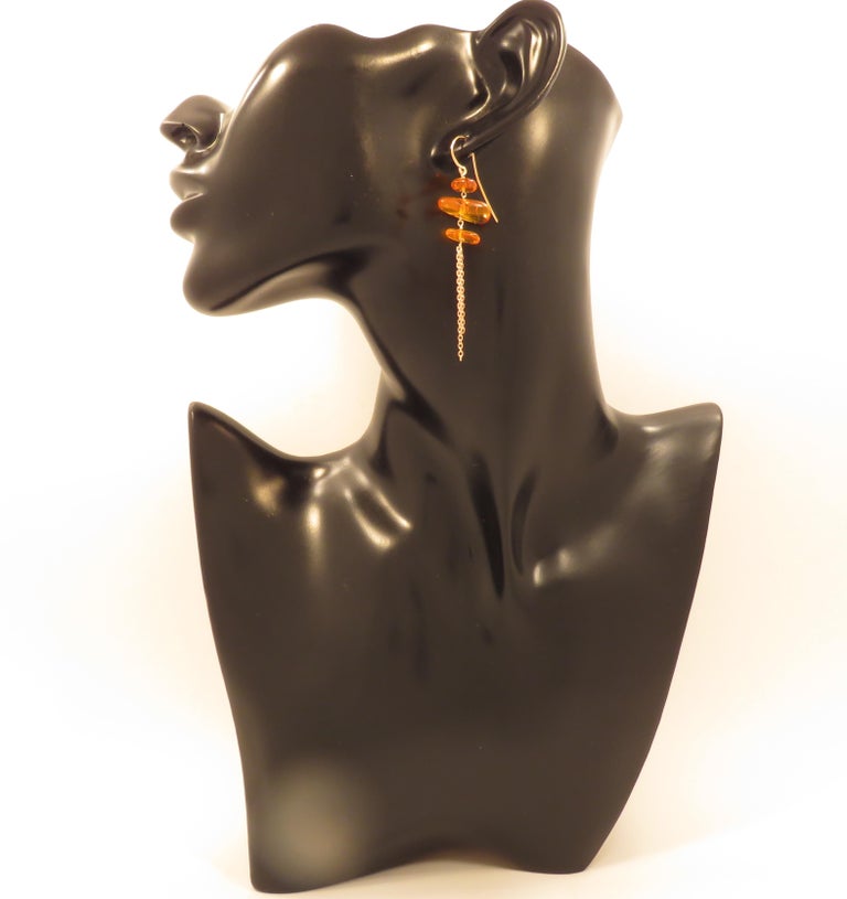 Amber 9 Karat Rose Gold Dangle Chain Earrings Handcrafted in Italy For ...