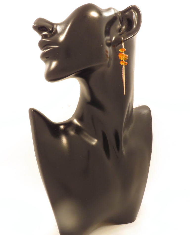 Amber 9 Karat Rose Gold Dangle Chain Earrings Handcrafted in Italy For ...