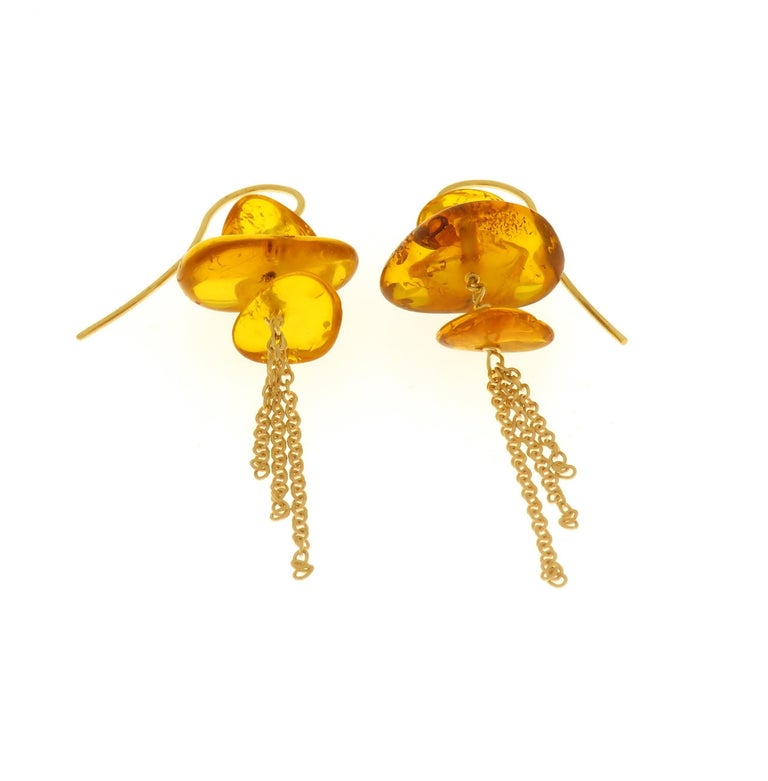 Amber 9 Karat Rose Gold Dangle Chain Earrings Handcrafted in Italy For ...