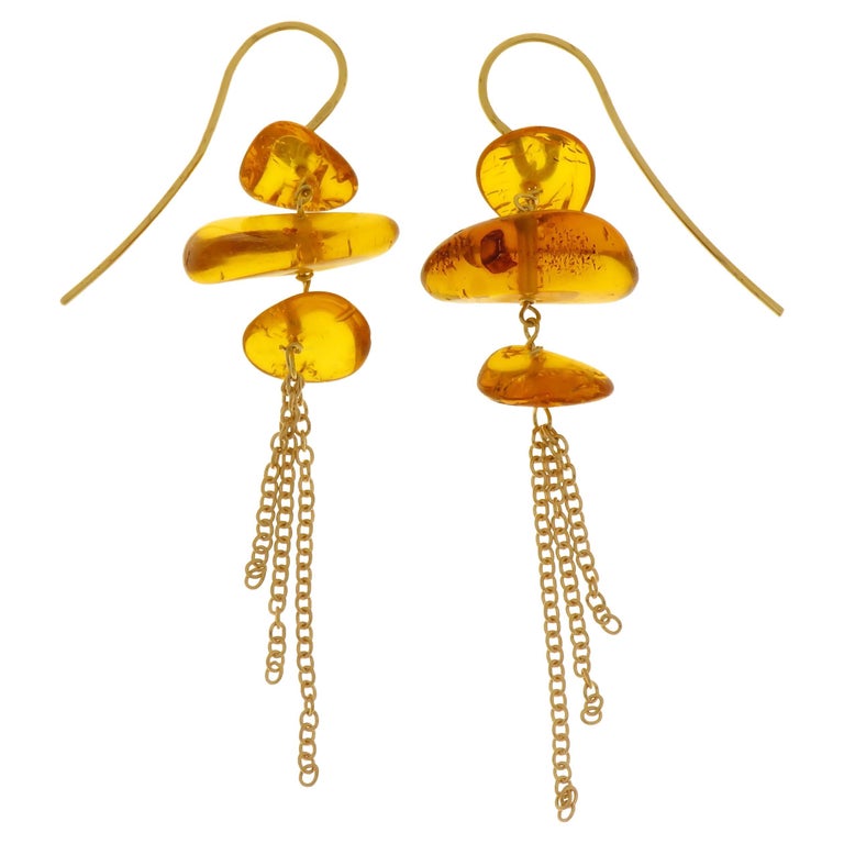 Amber 9 Karat Rose Gold Dangle Chain Earrings Handcrafted in Italy For ...