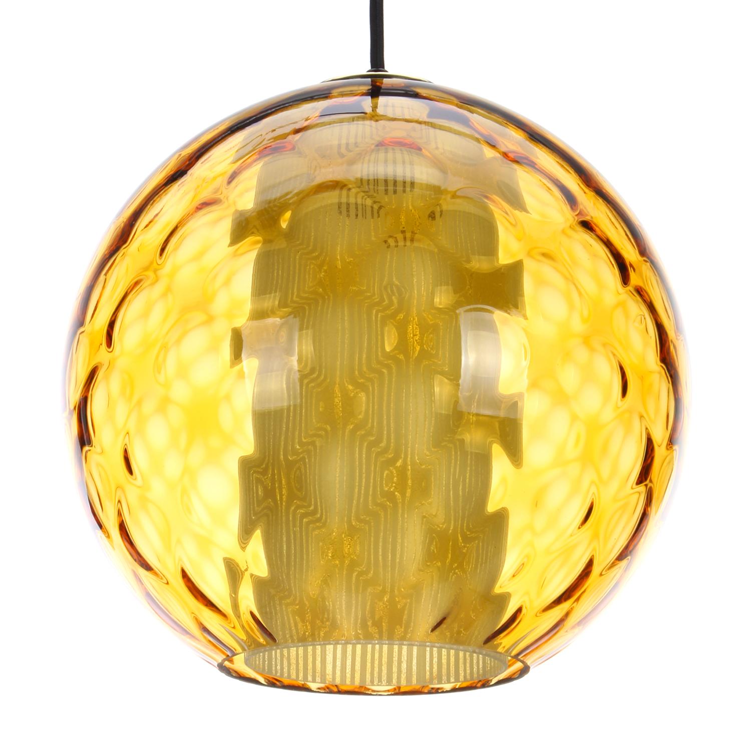 Amber Crystal Light 1950s Midcentury Blown Amber Glass with White Inner ...