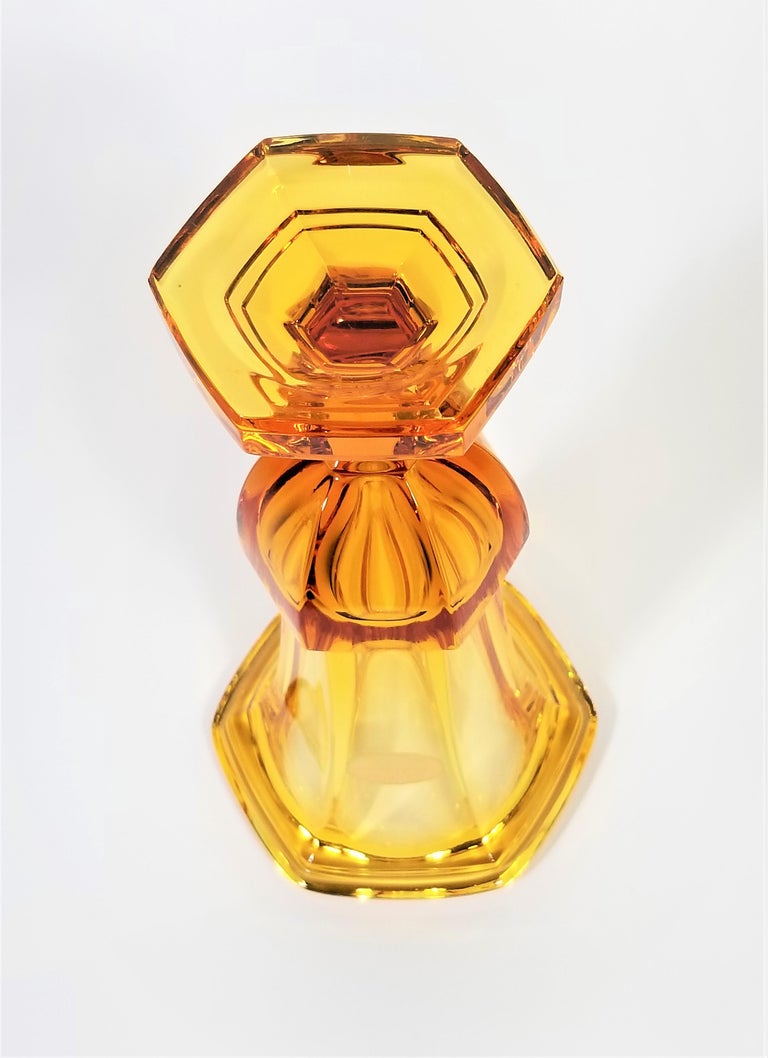 Amber Crystal Vase Made in Germany Midcentury For Sale at 1stDibs