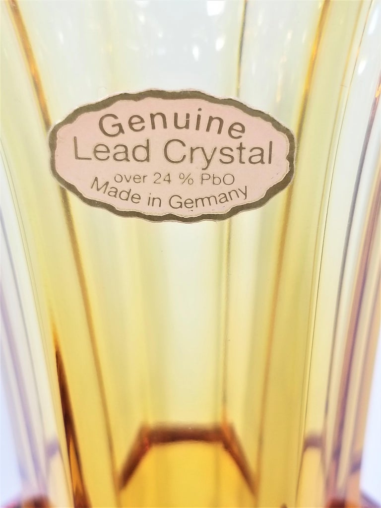 Amber Crystal Vase Made in Germany Midcentury For Sale at 1stDibs
