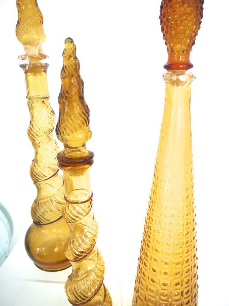 Amber Empoli Genie Bottles late 1960s Set of Three - Made in Italy ...