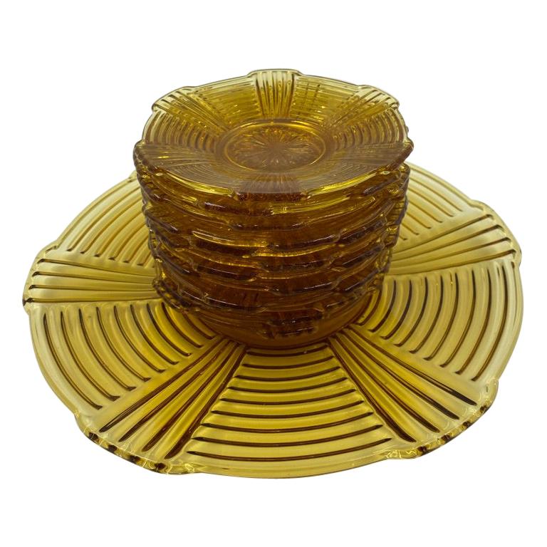 Amber Glass 1930s Cake Set/ Pastry Set/ Dessert Set For Sale at 1stDibs ...