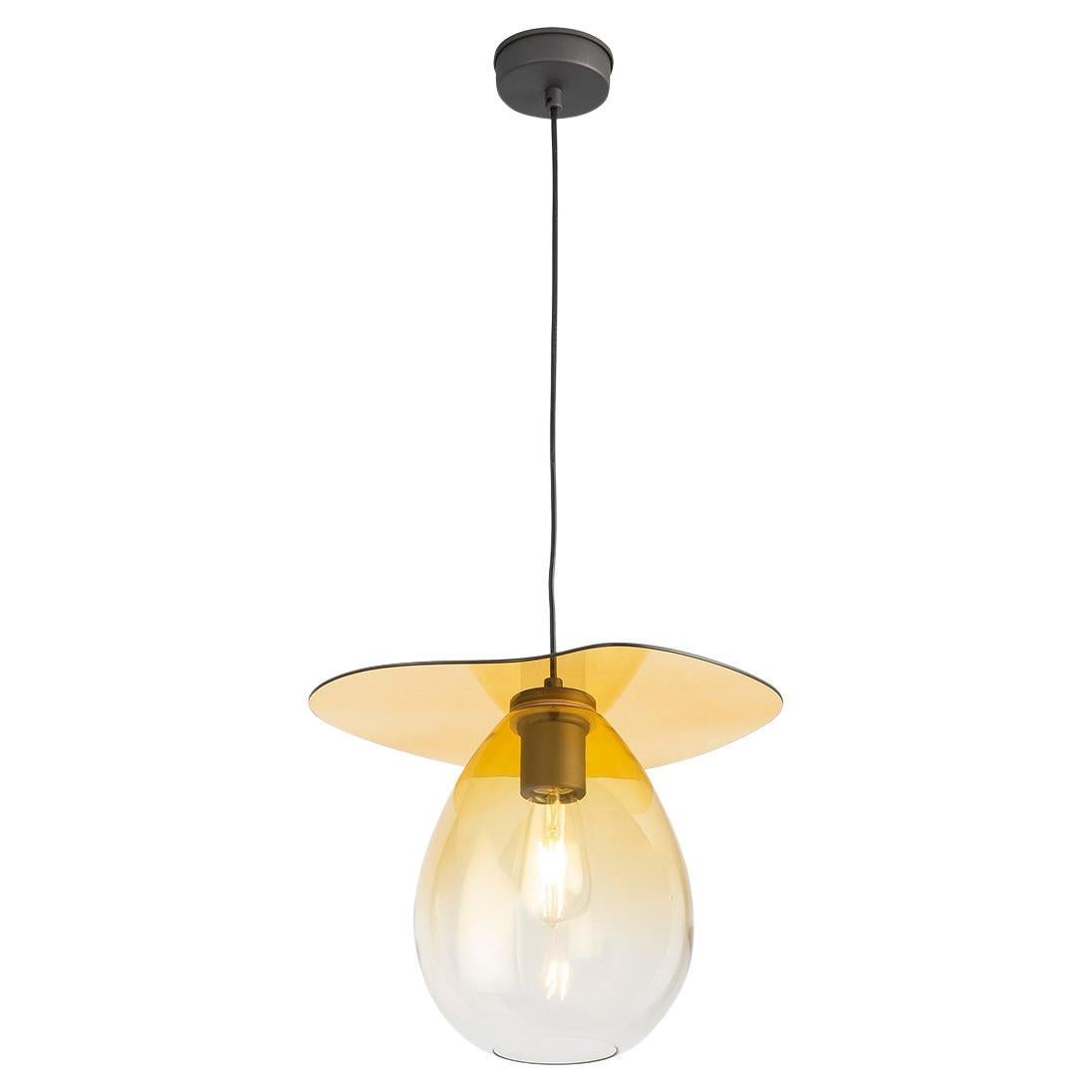 Amber Glass Ceiling Lamp by Thai Natura For Sale at 1stDibs