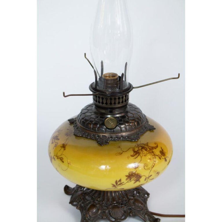 Amber Glass Electrified Gone with The Wind Lamp For Sale at 1stDibs