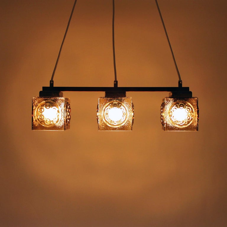Amber Glass Hanging Light-Fixture from the 1960s, Scandinavia at 1stDibs