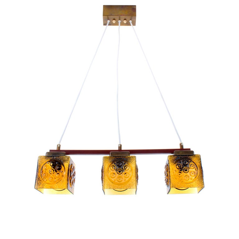 Amber Glass Hanging Light-Fixture from the 1960s, Scandinavia at 1stDibs