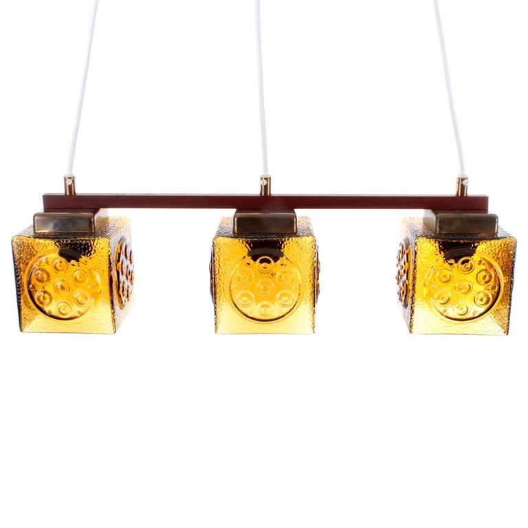 Amber Glass Hanging Light-Fixture from the 1960s, Scandinavia at 1stDibs
