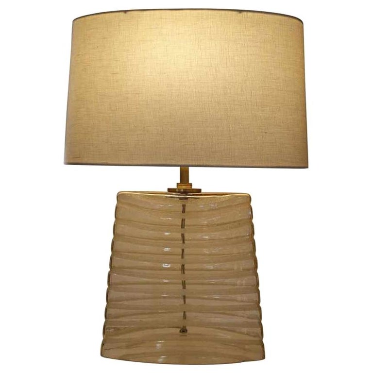 Amber Glass Oblong Table Lamp at 1stDibs