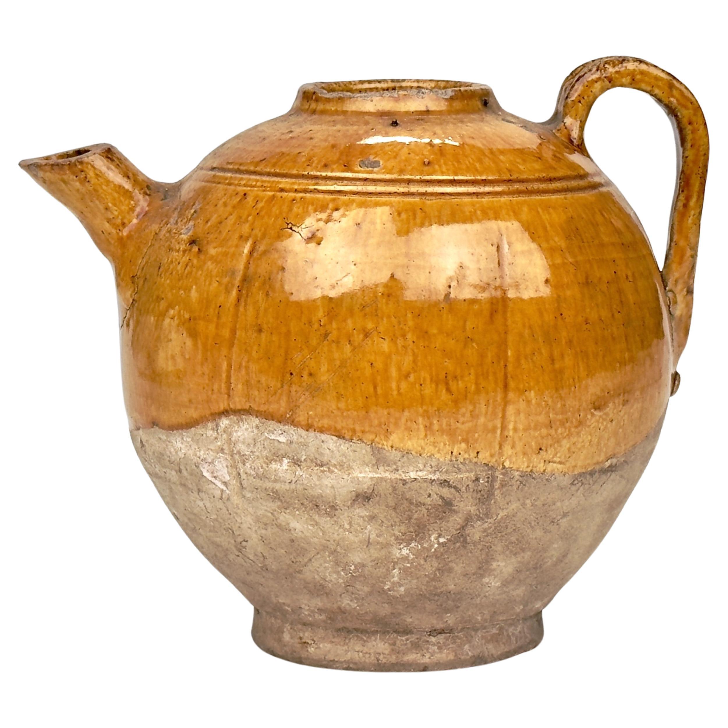 Amber-Glazed Pottery Ewer, Tang-Liao Dynasty (7-12th Century) For Sale at 1stDibs