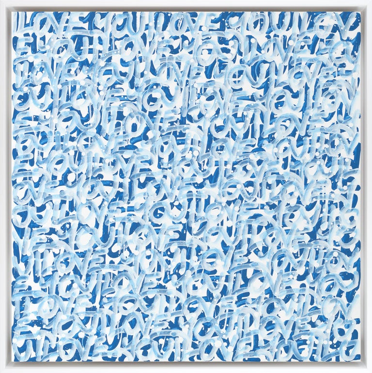Amber Goldhammer - "My Love is Bright" Abstract Blue and White Graffiti ...