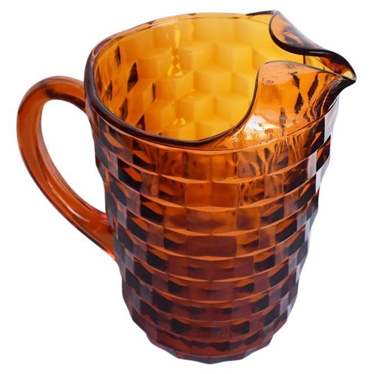 Amber Indiana Glass Faceted Pitcher For Sale at 1stDibs