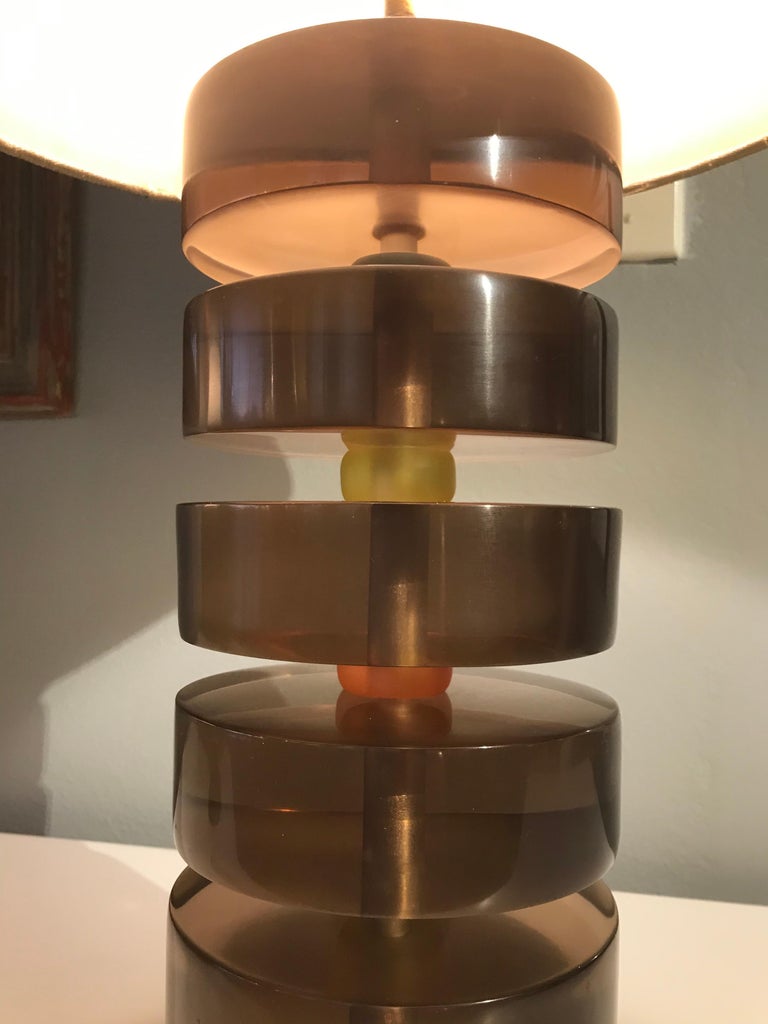 Amber Lucite Stacked Table Lamp at 1stDibs