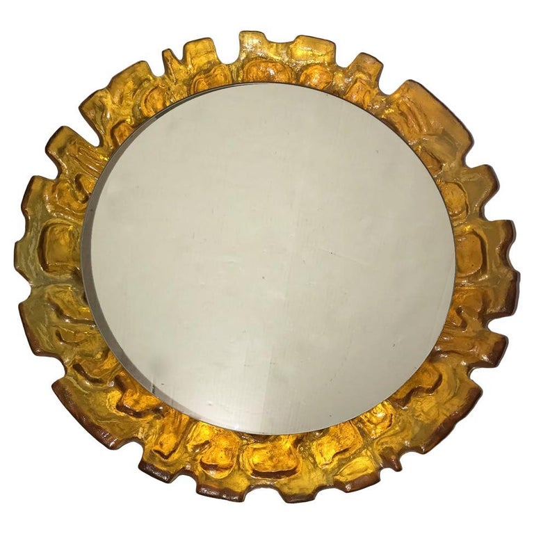 Amber Moderne Style Mid-Century Mirror For Sale at 1stDibs