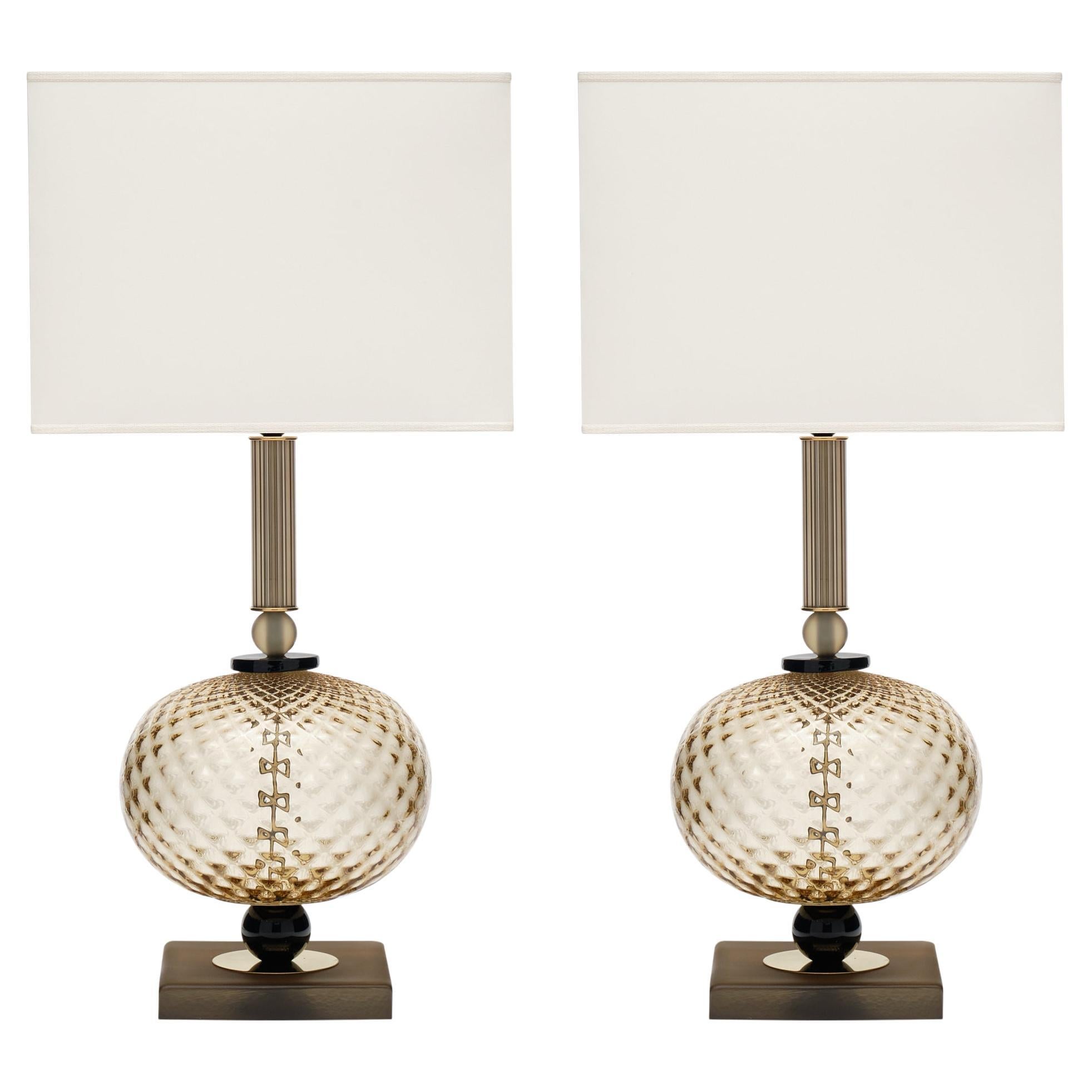 Amber Sea Green and Clear Cullet Glass Rock Lamp at 1stDibs