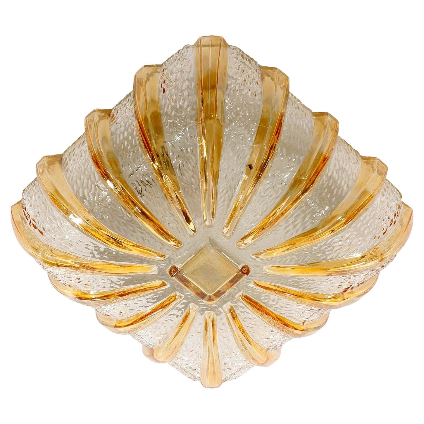 Amber Orange Tone Sunburst Flush Mount or Wall Light Fixture, 1970, One ...