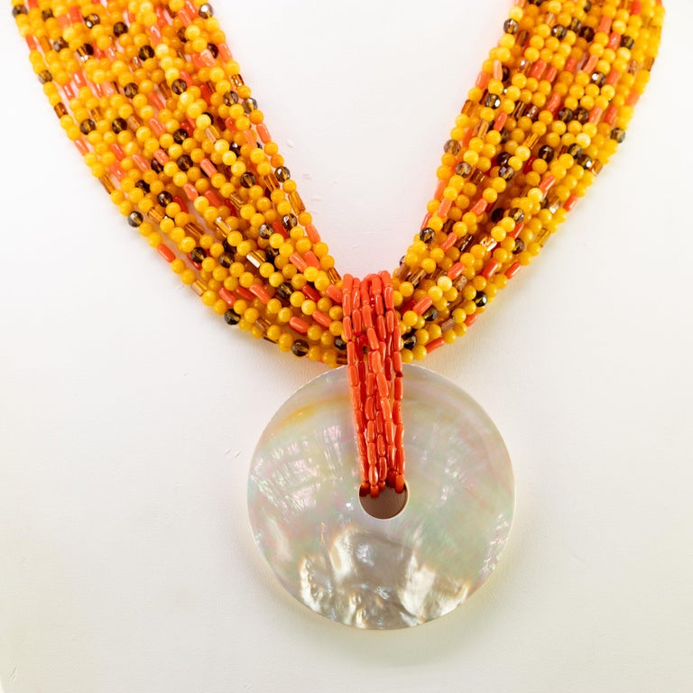 Amber Red Coral Quartz Pearl 925 Golden Silver Multi Strand Beaded ...