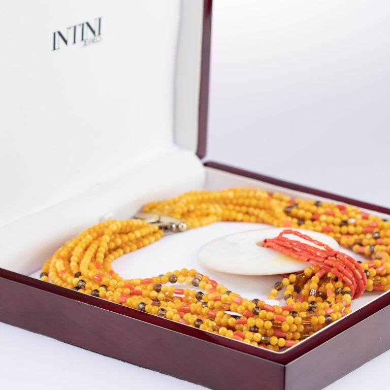 Amber Red Coral Quartz Pearl 925 Golden Silver Multi Strand Beaded ...