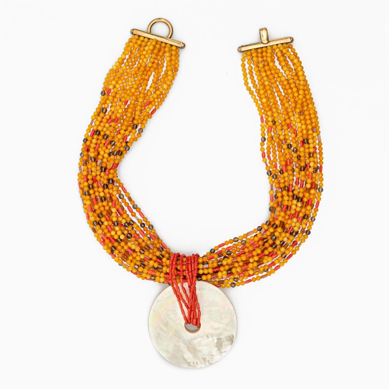 Amber Red Coral Quartz Pearl 925 Golden Silver Multi Strand Beaded ...