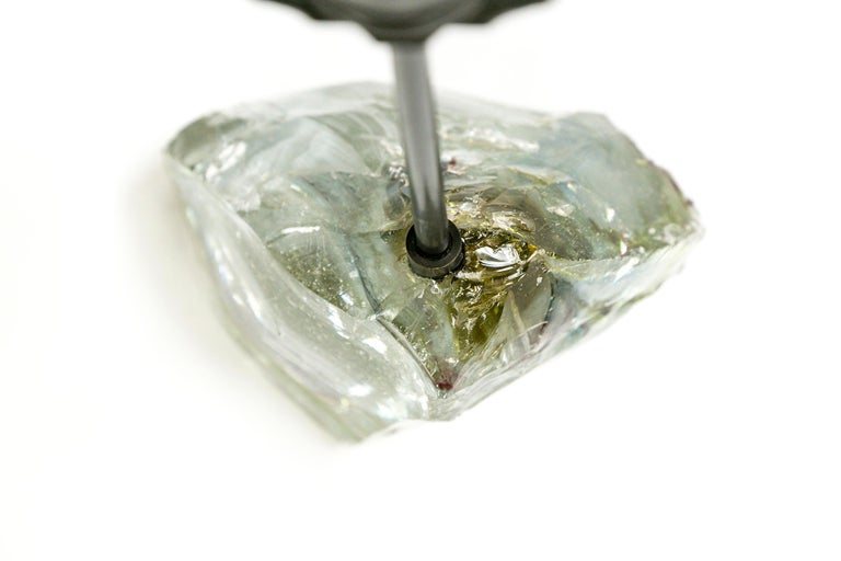 Amber Sea Green and Clear Cullet Glass Rock Lamp at 1stDibs