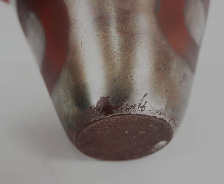 Amber Studio Art Glass Vase with Patinated Surface and Circles by Aaron ...