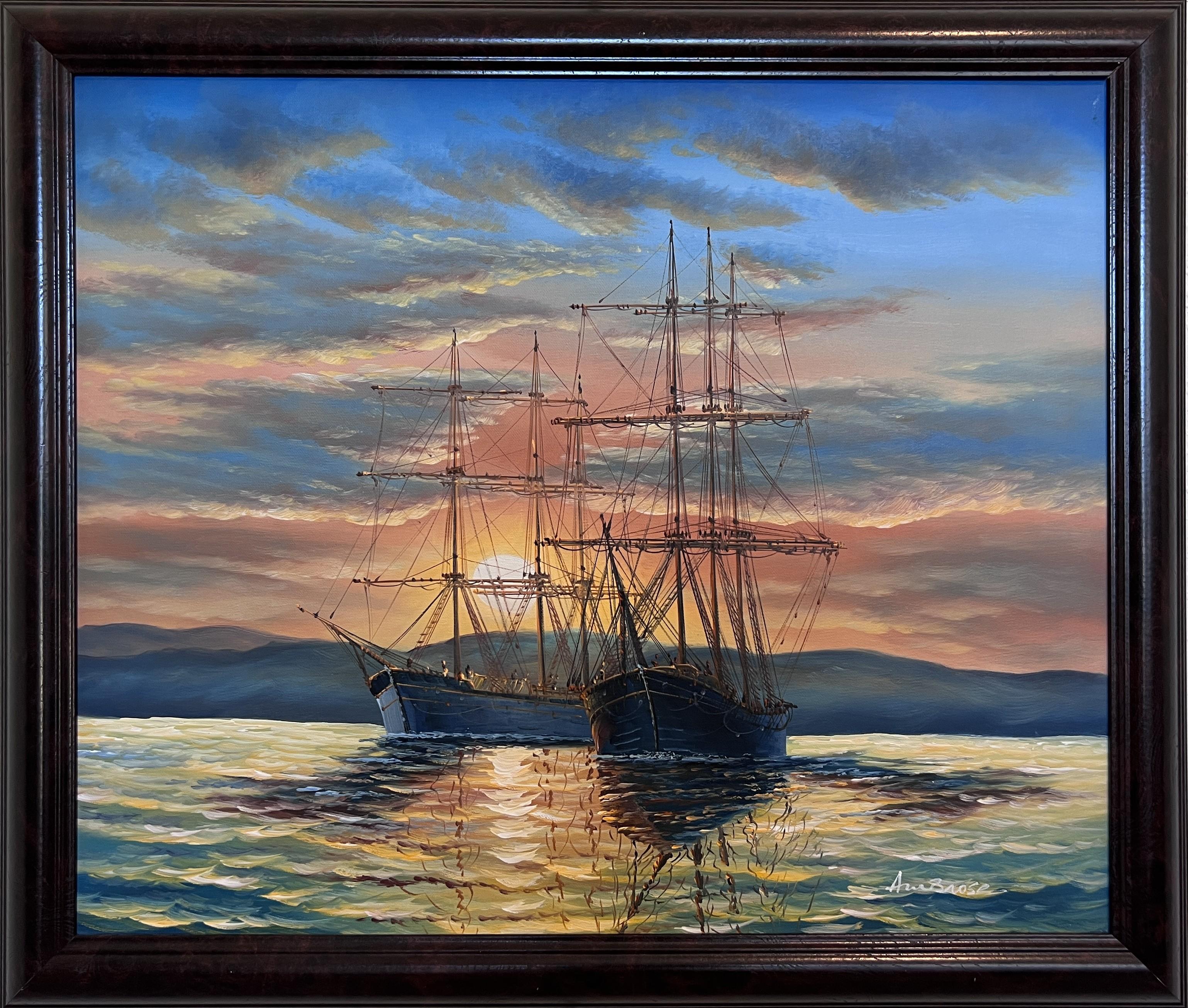 Unknown - Antoniou Signed Original Oil Painting Seascape, Coastal Scene ...