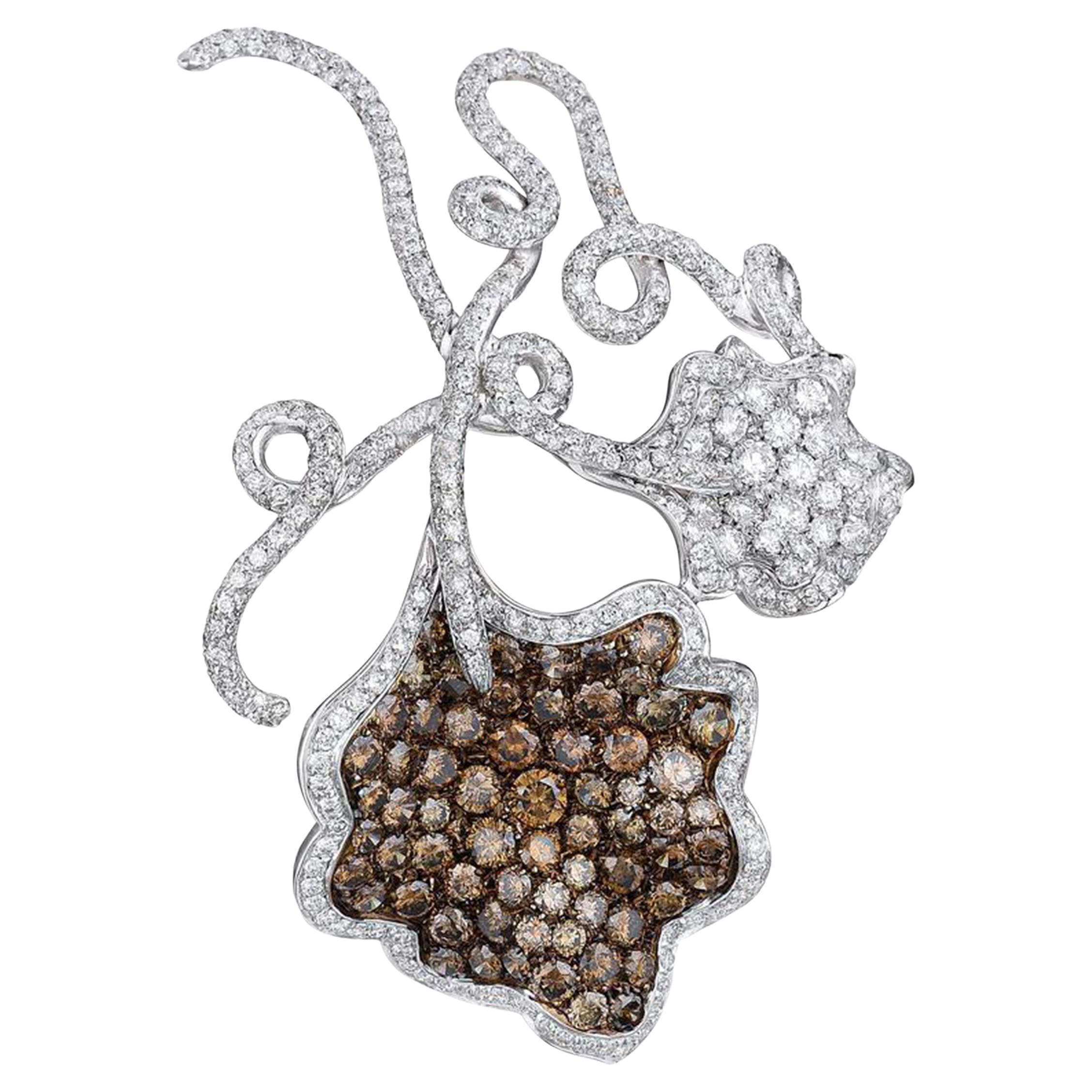 Brown Diamonds Two Fish Pendant at 1stDibs
