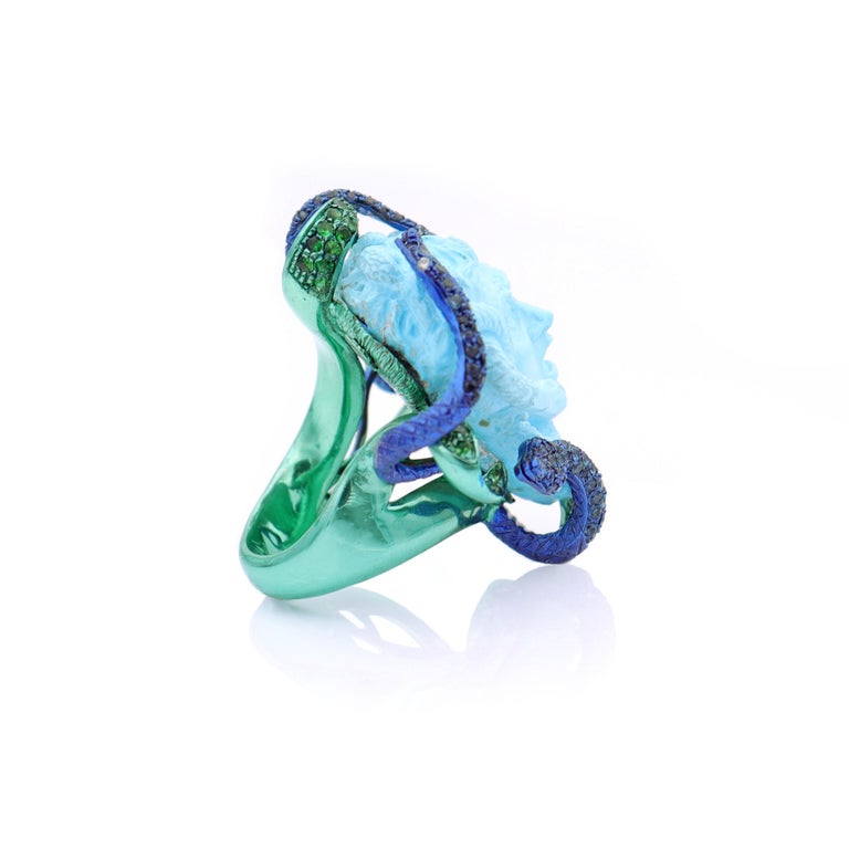 Amedeo "Medusa" Turquoise Cameo Ring at 1stDibs