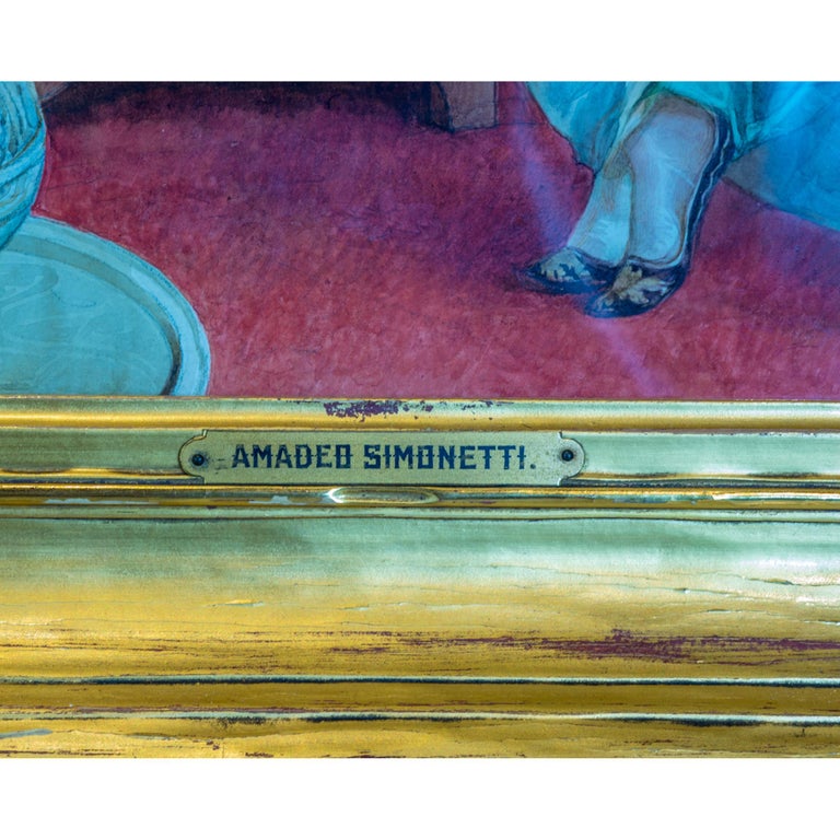 Amedeo Simonetti - Fine Watercolor Painting of an Orientalist Beauty by ...
