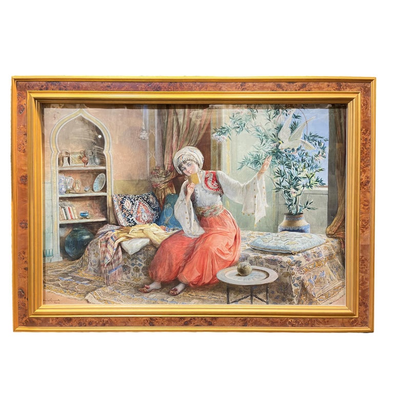 Amedeo Simonetti - Watercolour of Orientalist Indoor Scene by Amedeo ...