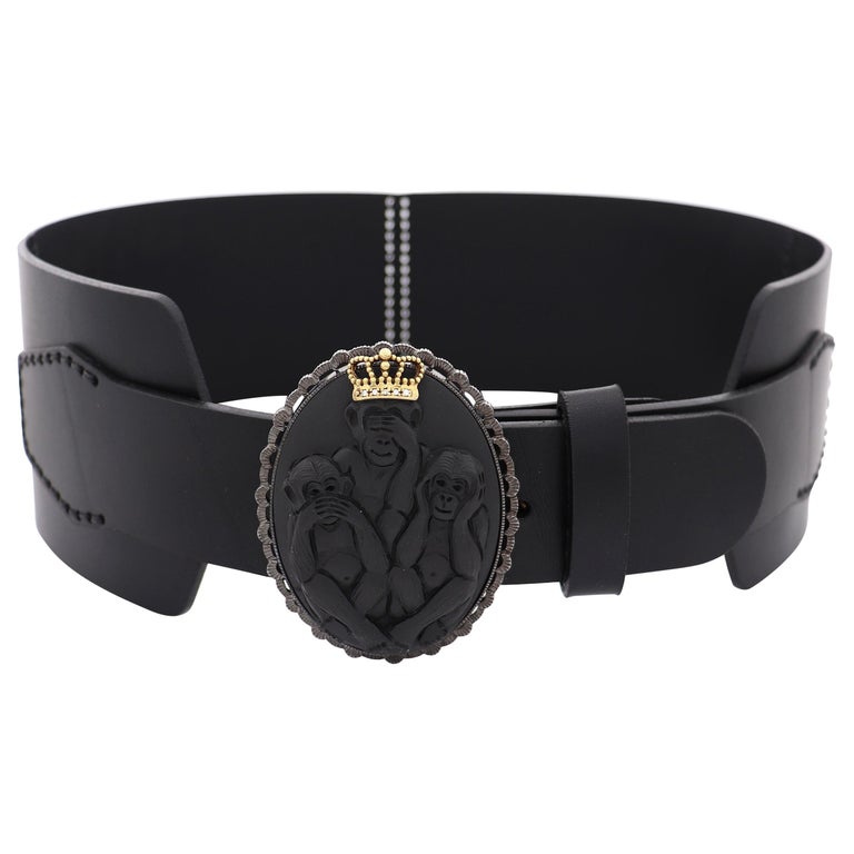 Amedeo "Wise Monkeys" Cameo Buckle Belt For Sale at 1stDibs
