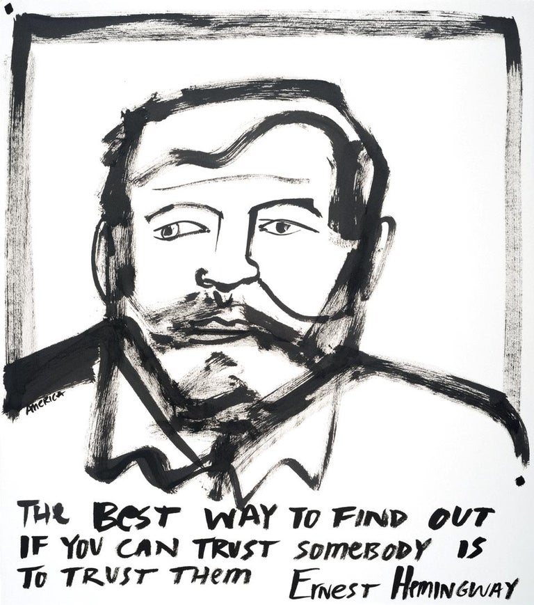 America Martin - Ernest Hemingway, America Martin, portrait w ink ...
