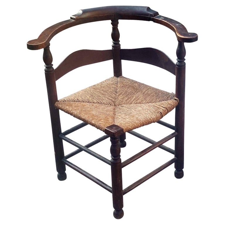 American 18th C Turkey Red Painted Ash Corner Chair, New England, circa ...