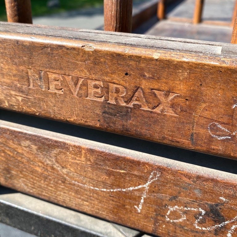 American 1930s Wooden Shelf, Cart or Bread Rack on Industrial Iron ...