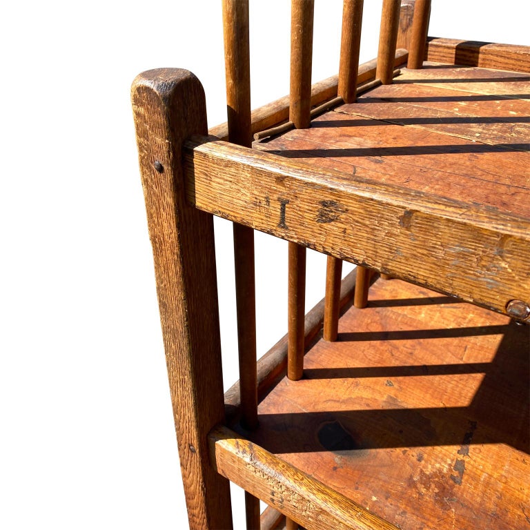 American 1930s Wooden Shelf, Cart or Bread Rack on Industrial Iron ...