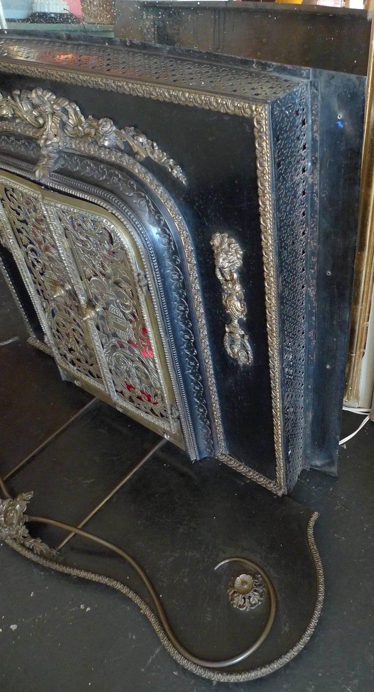 American, 1960s Metal and Bronze Faux Electric Fireplace at 1stDibs