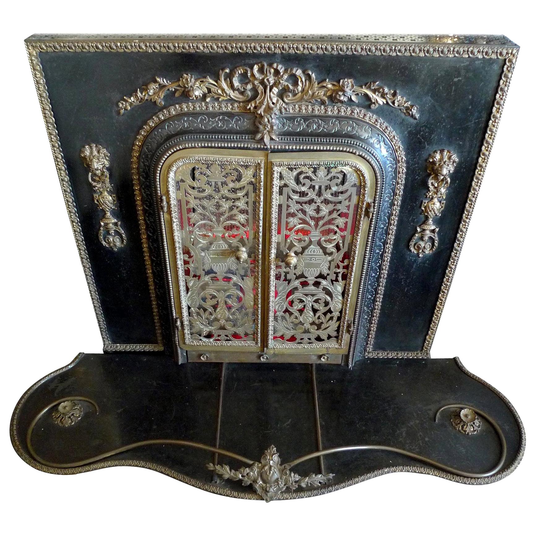 American, 1960s Metal and Bronze Faux Electric Fireplace For Sale at ...