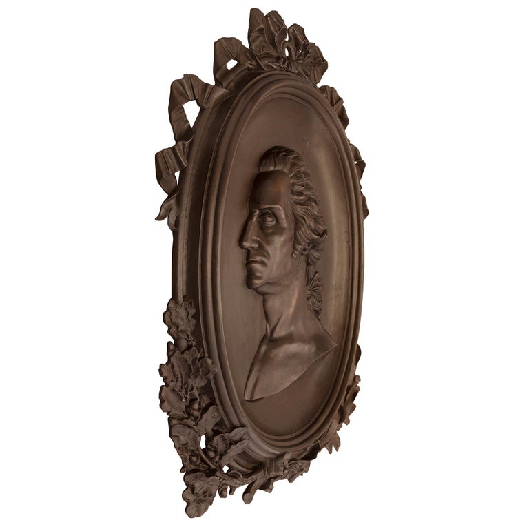 American 19th Century Louis XVI St. Patinated Bronze Plaque Of George ...