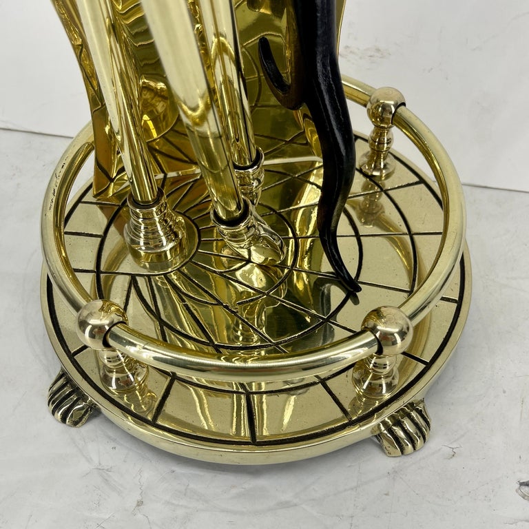 American 3 Piece Set of Brass Fireplace Tools with Spider Web Decor For ...