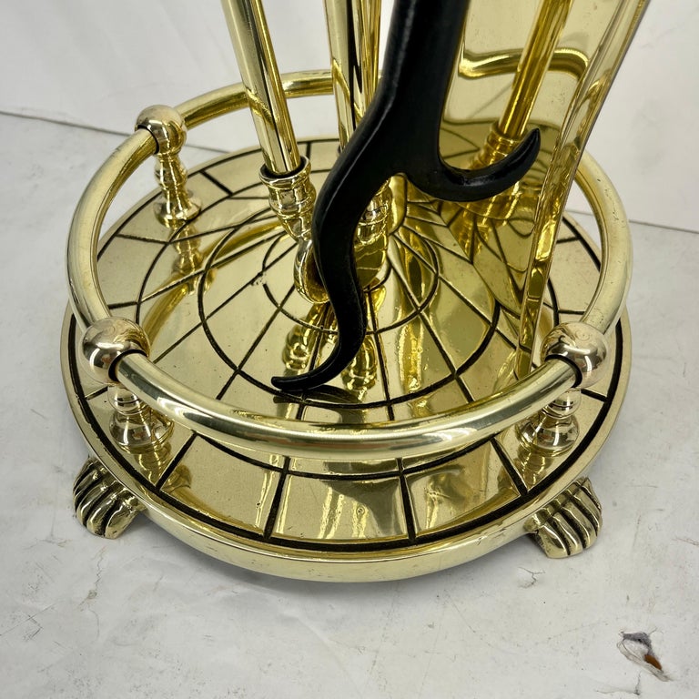 American 3 Piece Set of Brass Fireplace Tools with Spider Web Decor For ...