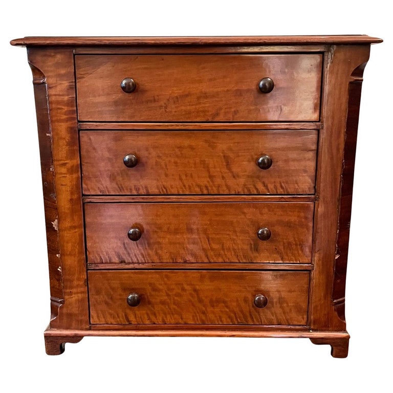 American 4 Drawer Antique Salesman's Sample Cherry Veneered Chest For ...