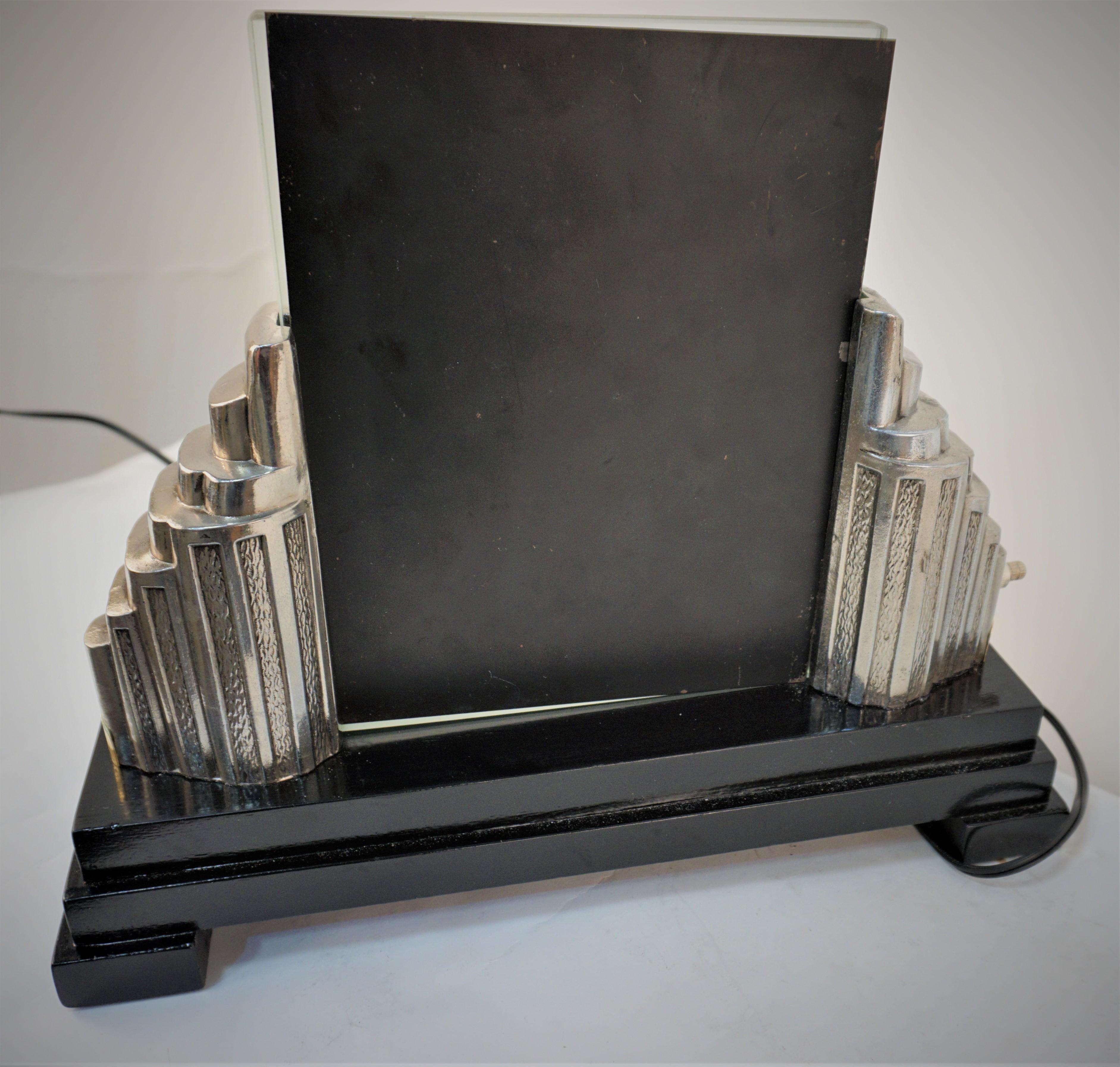 American Acid Cut Glass Art Deco Table Lamp For Sale at 1stDibs