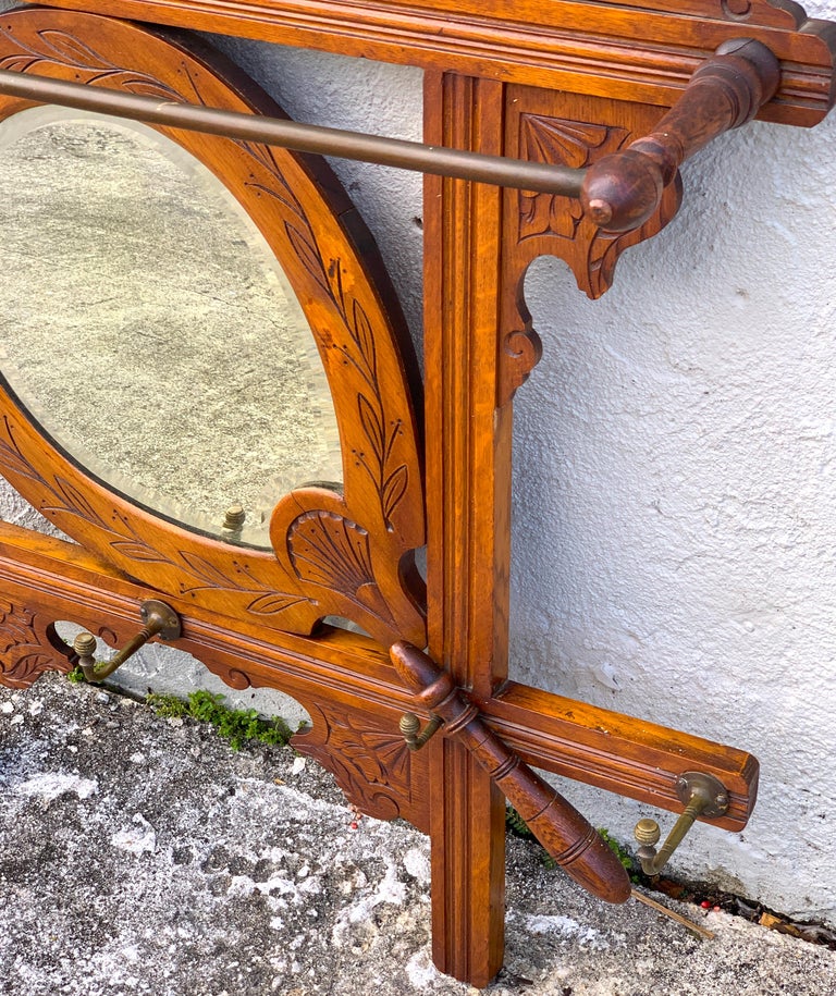 American Aesthetic Hanging Mirrored Hall Rack For Sale at 1stDibs