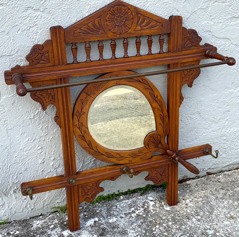 American Aesthetic Hanging Mirrored Hall Rack For Sale at 1stDibs